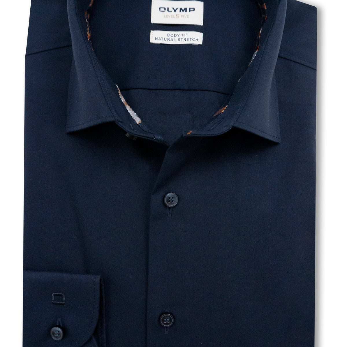 Olymp Level 5 Body Fit Plain Long Sleeve Shirt - Navy – Potters of Buxton