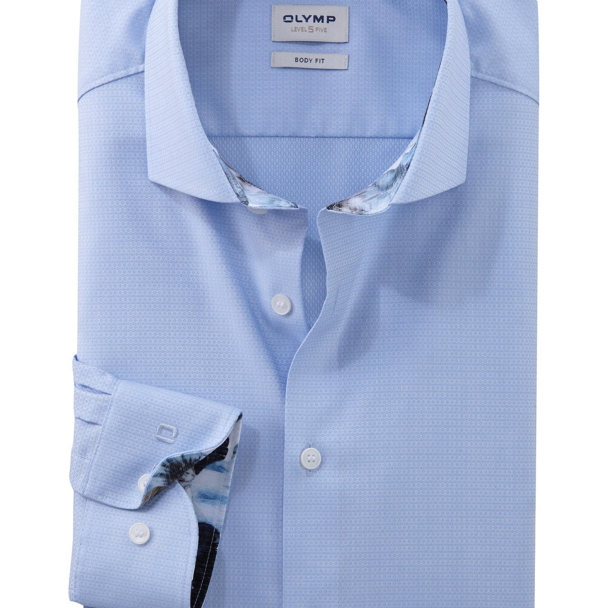 Olymp Level 5 Body Fit Shirt with Trim - Blue – Potters of Buxton