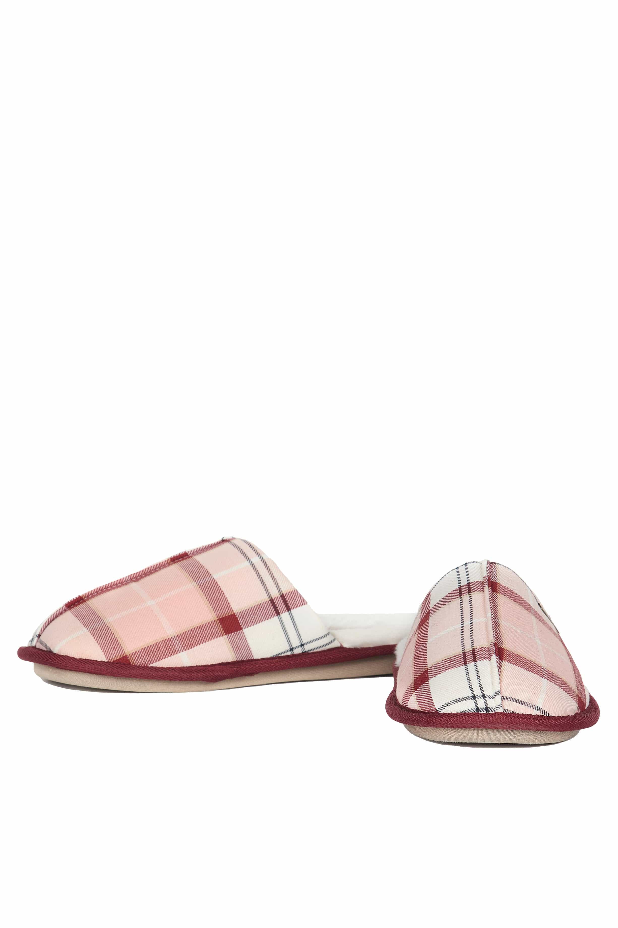 Barbour Maddie Slippers - Red/Pink Tartan – Potters of Buxton