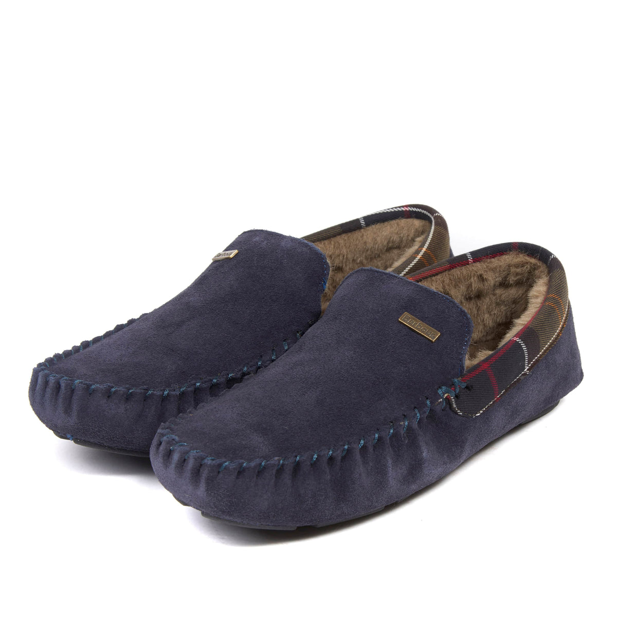 Barbour Mens Monty Suede Slippers - Navy Suede – Potters of Buxton