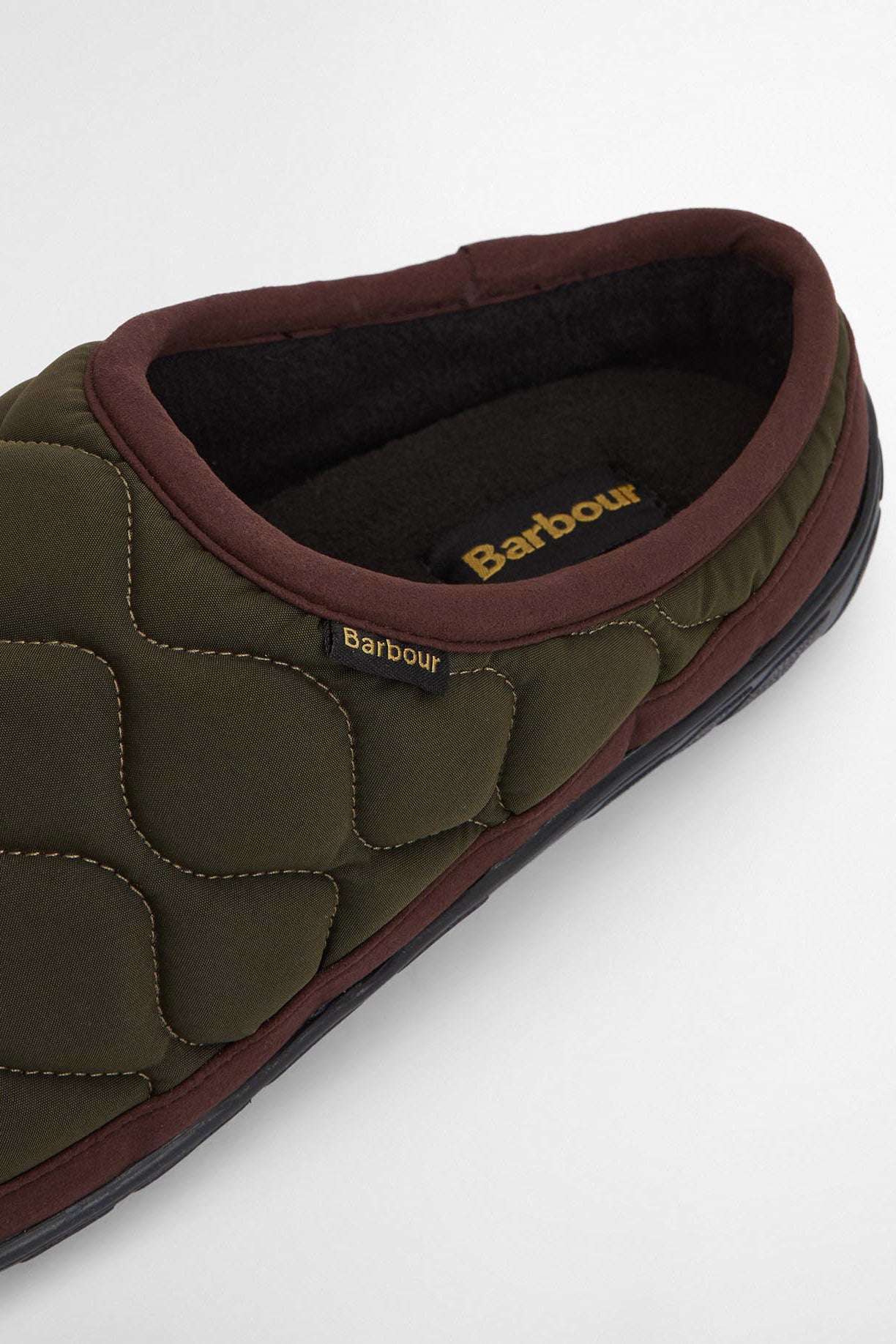 Barbour Outdale Slippers - Olive/Brown – Potters of Buxton