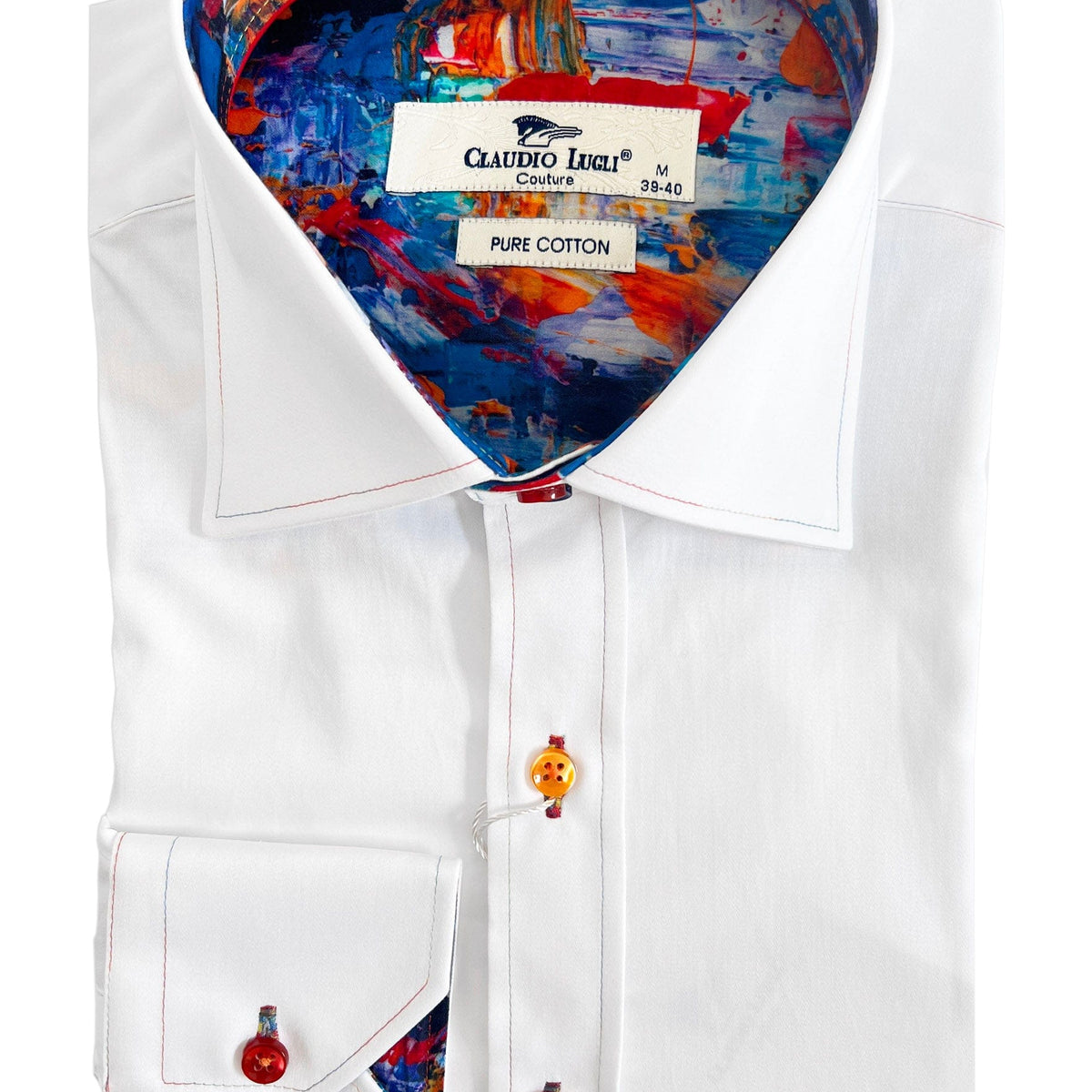 Claudio Lugli Satin Cotton Plain Shirt - White – Potters of Buxton