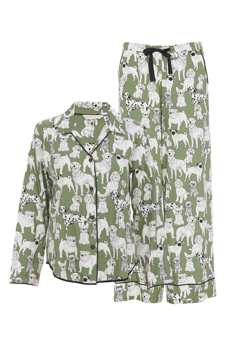 Cyberjammies Nancy Dog Print Wide Leg Pyjama Set - Sage Green – Potters ...