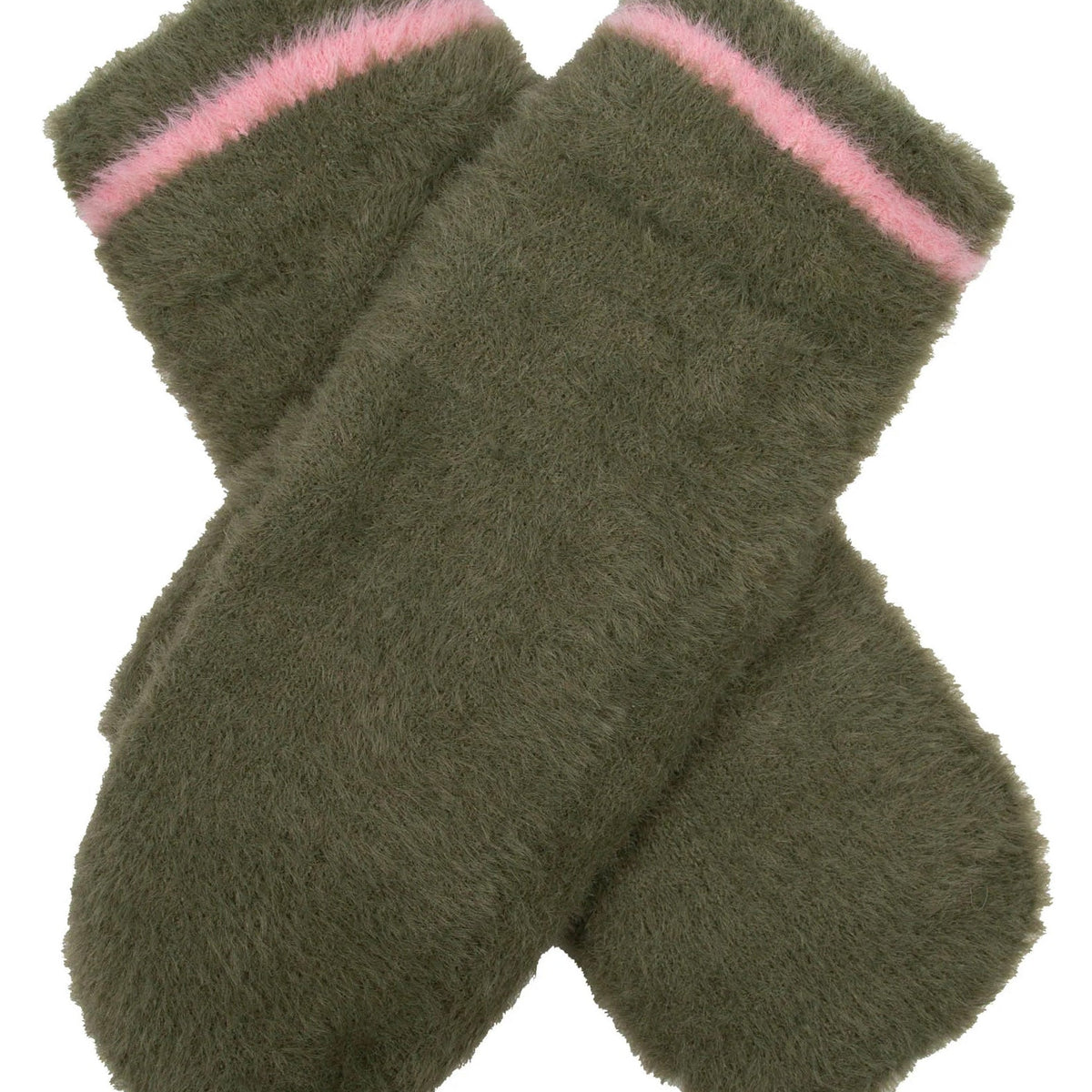 Dents Feather Yarn Supersoft Mittens - Olive/Pink – Potters of Buxton