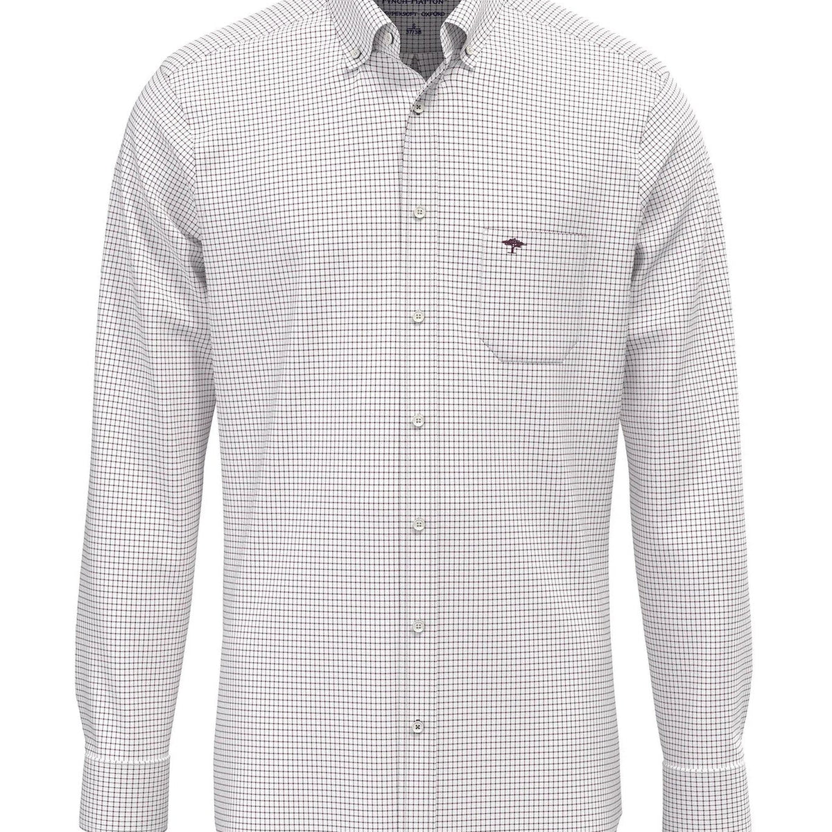 Fynch Hatton Button-Down Oxford Check Shirt - Deep Merlot – Potters of ...