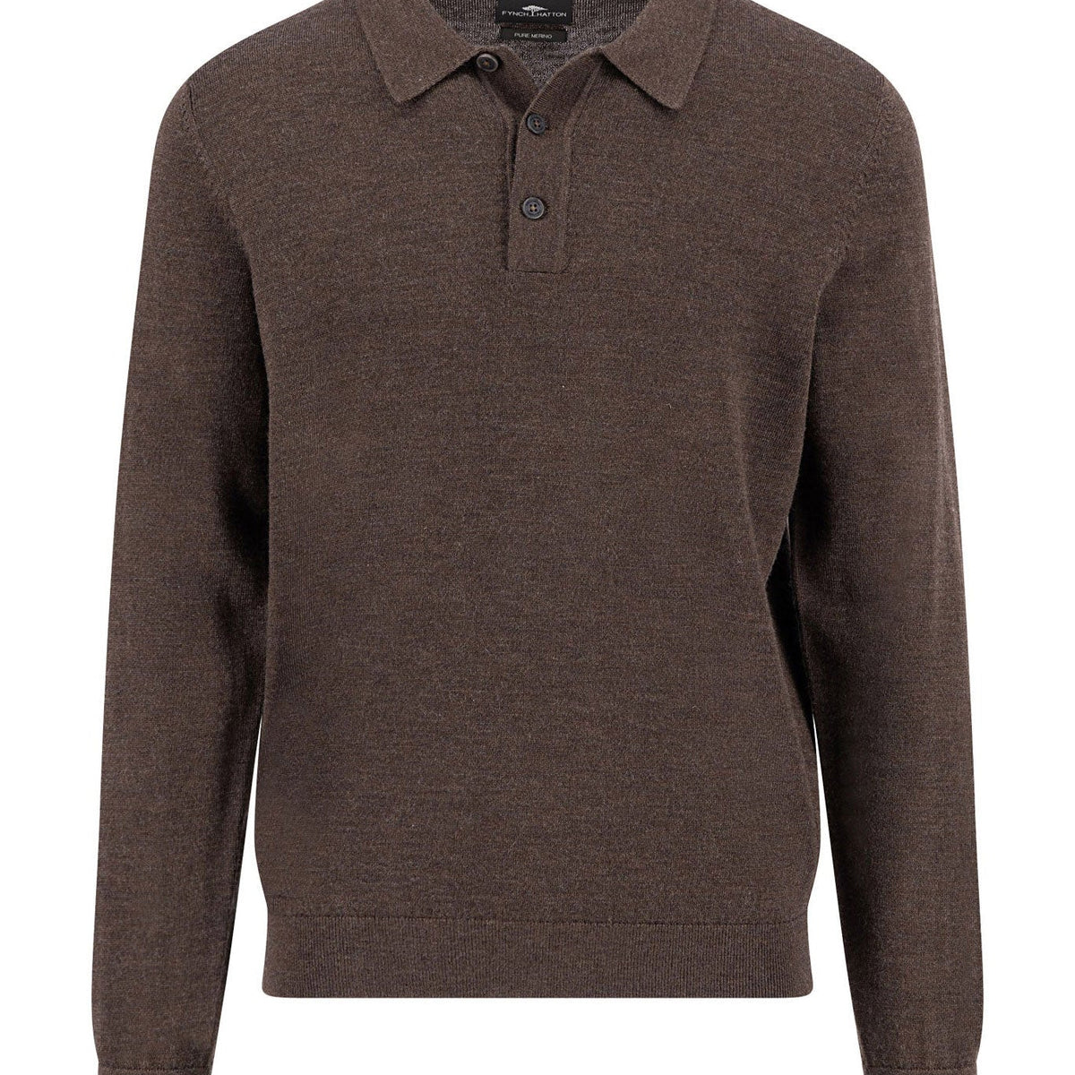 Fynch Hatton Merino Wool Knitted Polo - Dark Chocolate – Potters of Buxton