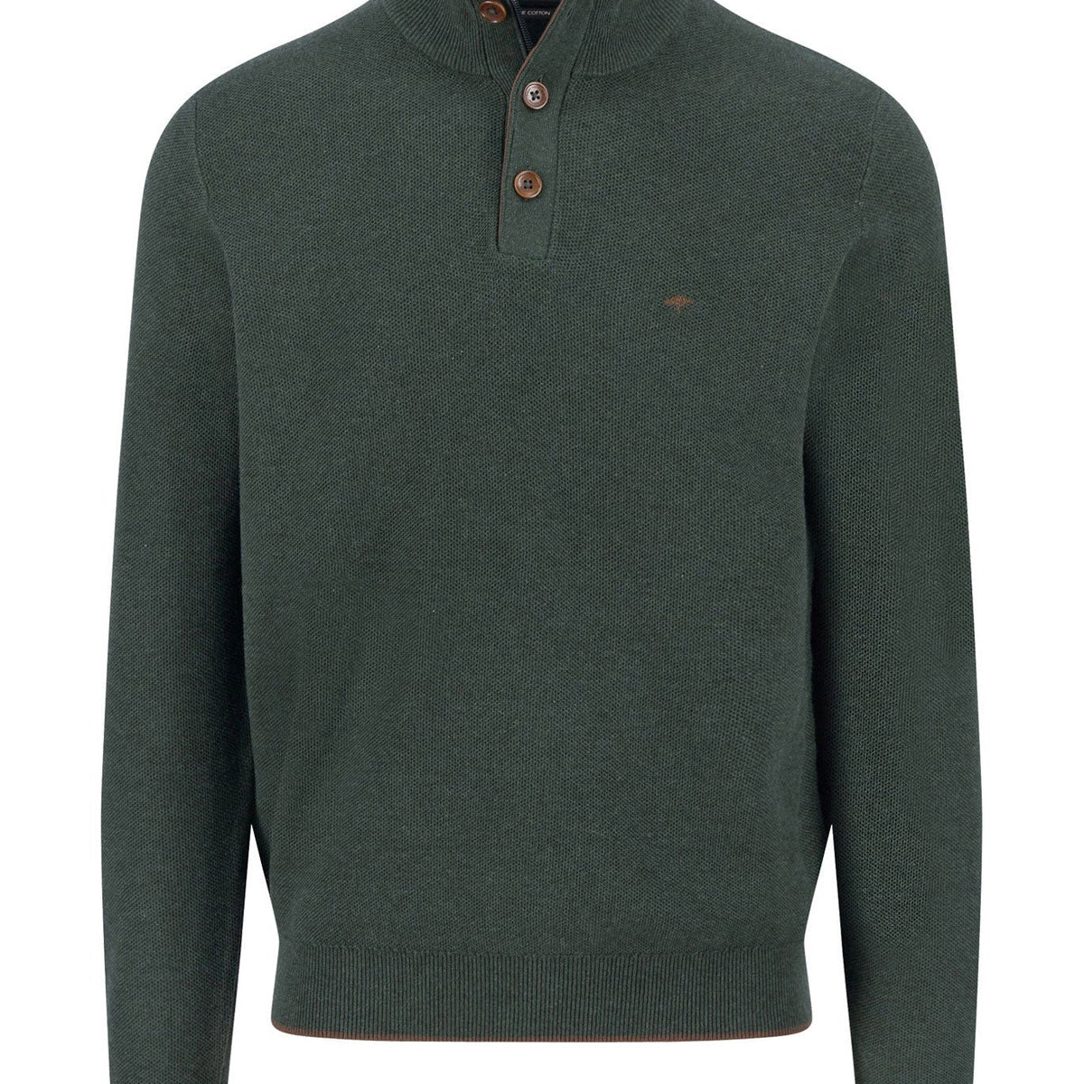 Fynch Hatton Quarter Button Knit Jumper - Dark Ivy – Potters of Buxton