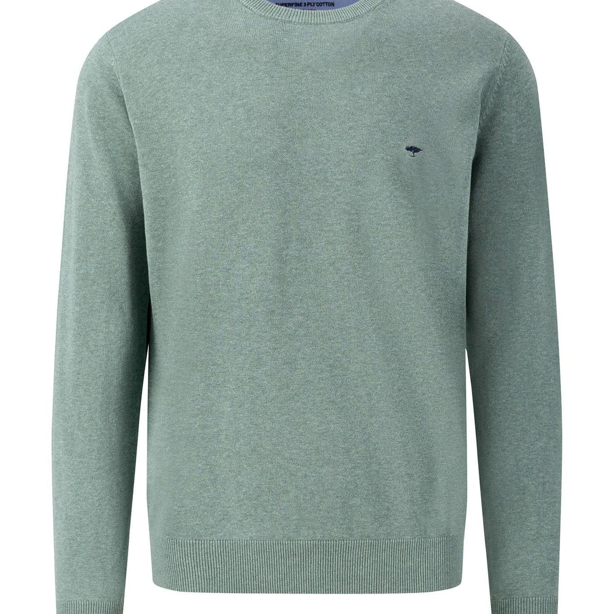 Fynch Hatton Superfine Cotton Crew Neck Jumper - Sage Green – Potters ...