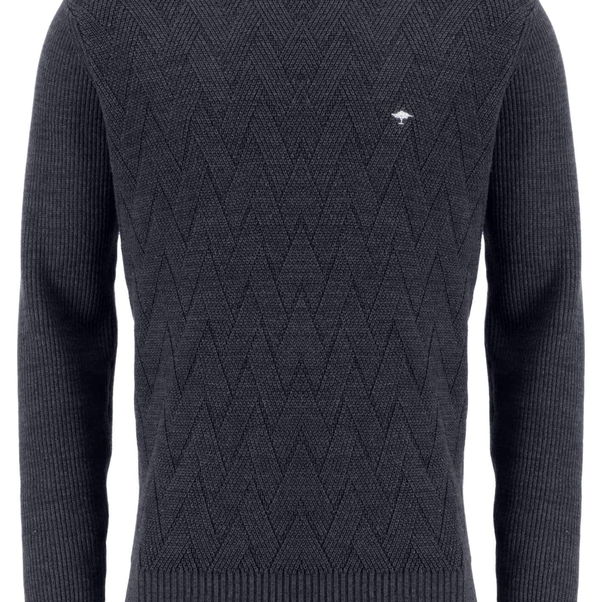 Fynch Hatton Textured Crew Neck Jumper - Navy – Potters of Buxton