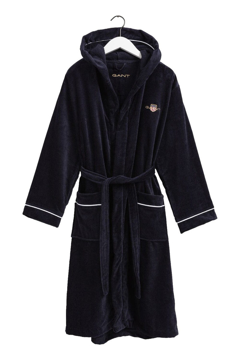 GANT Archive Shield Organic Cotton Robe - Evening Blue – Potters of Buxton