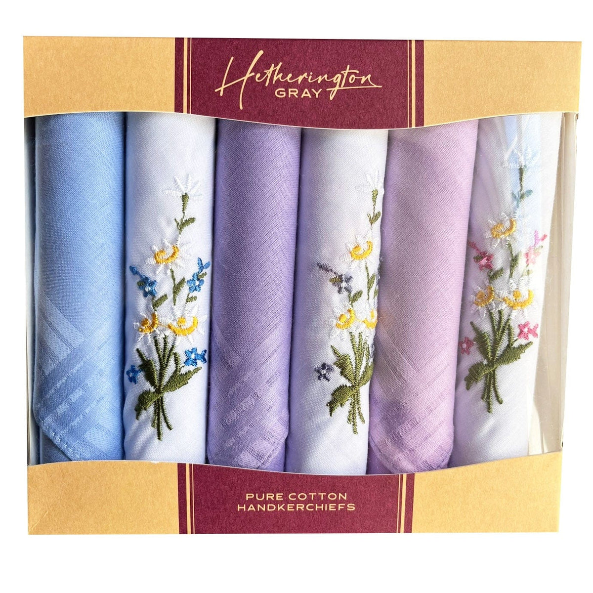 Hetherington Grey Womens Pure Cotton Embroidered Handkerchiefs 6 Pack ...