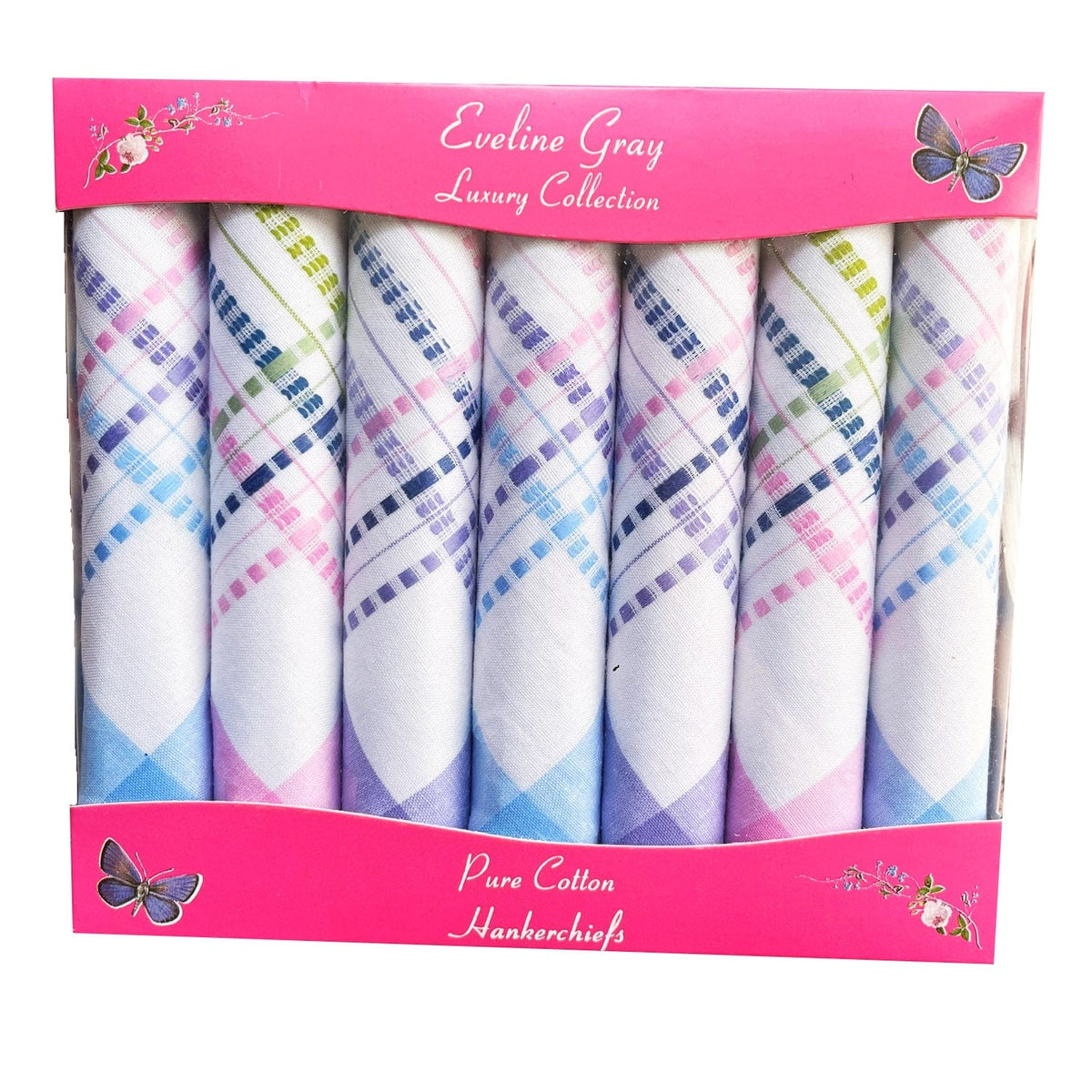 Hetherington Grey Womens Pure Cotton Check Handkerchiefs 6 Pack - Multi ...