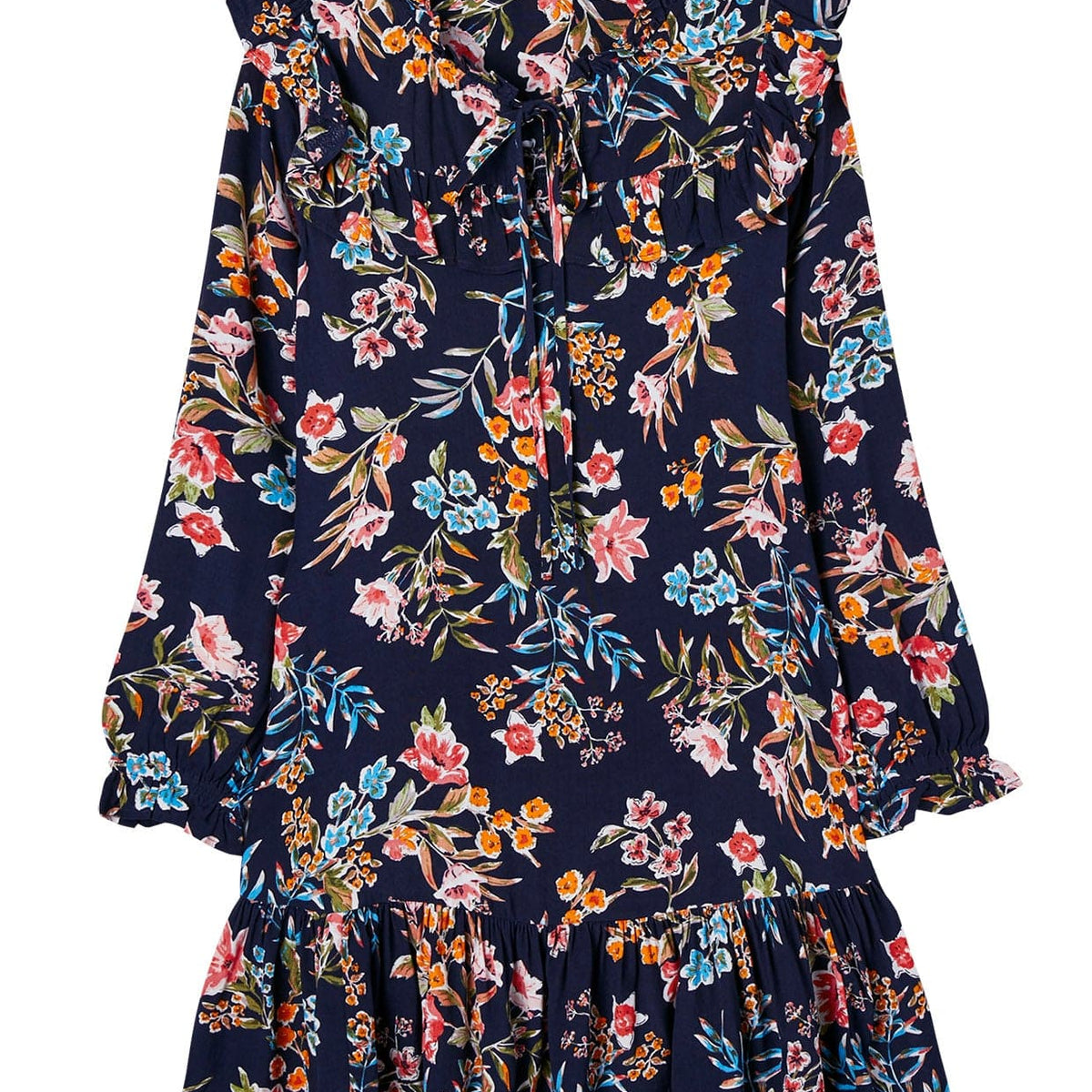 Joules Ruby Keyhole Frill Tiered Tunic - Navy Peak Floral – Potters of ...