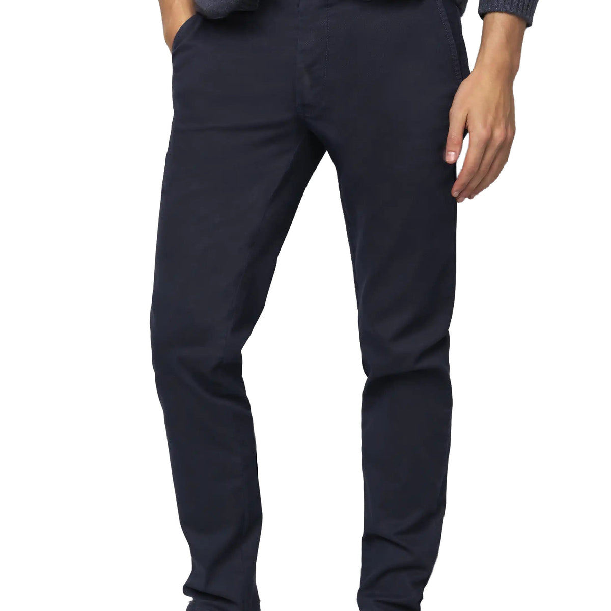Meyer M5 Chino Stretch Micro Structure Trousers - Navy – Potters of Buxton