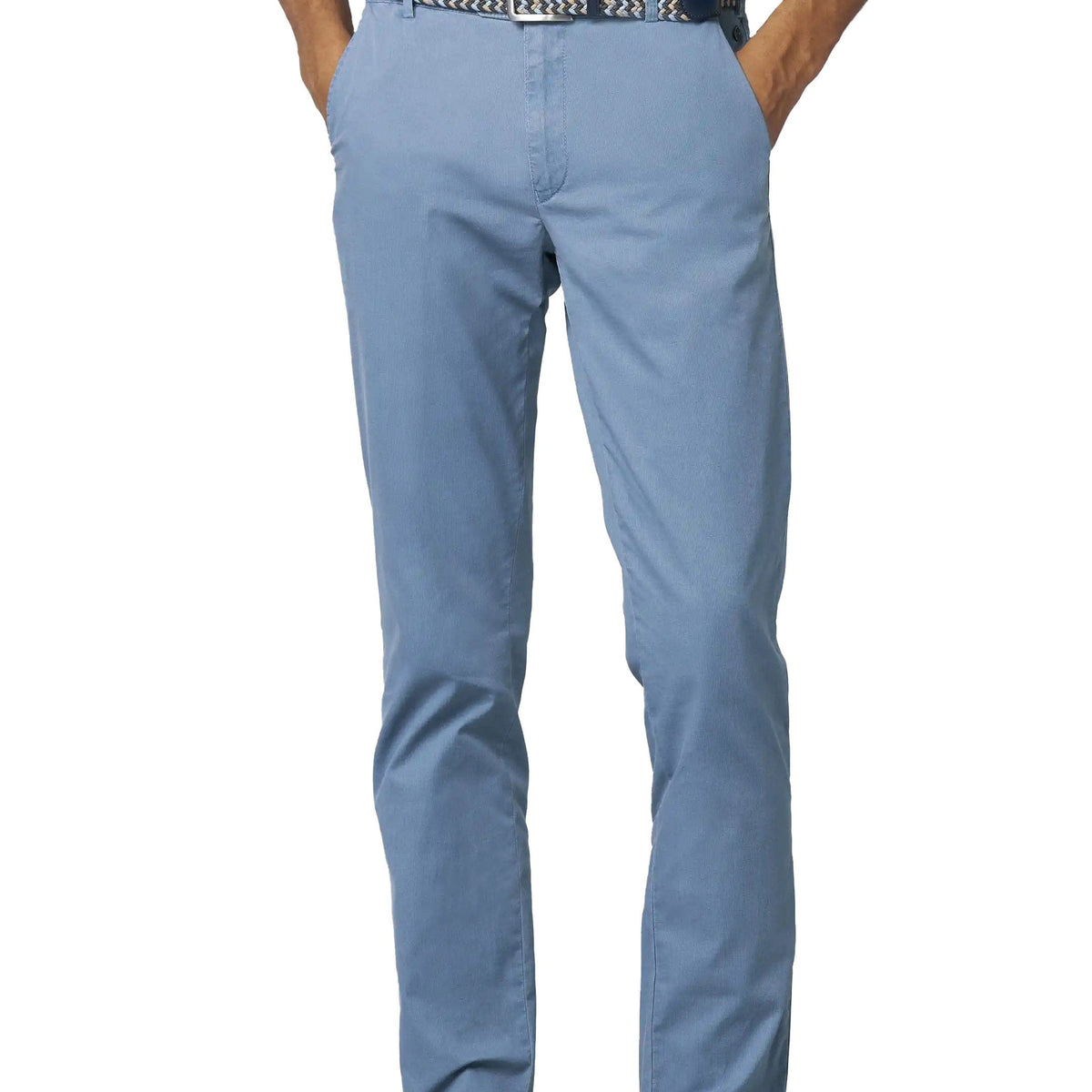 Meyer Oslo Stretch Waist Micro Cotton Summer Chinos - Mid-Blue ...