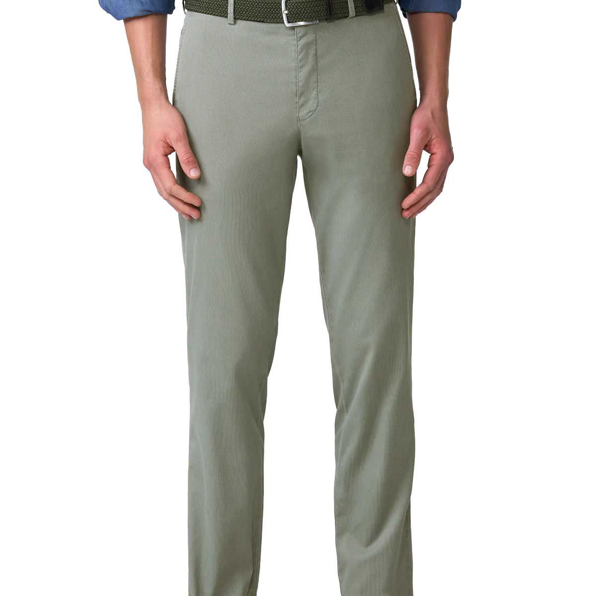 Meyer Roma Stretch Fine Texture Chino Trousers - Fern Green – Potters ...