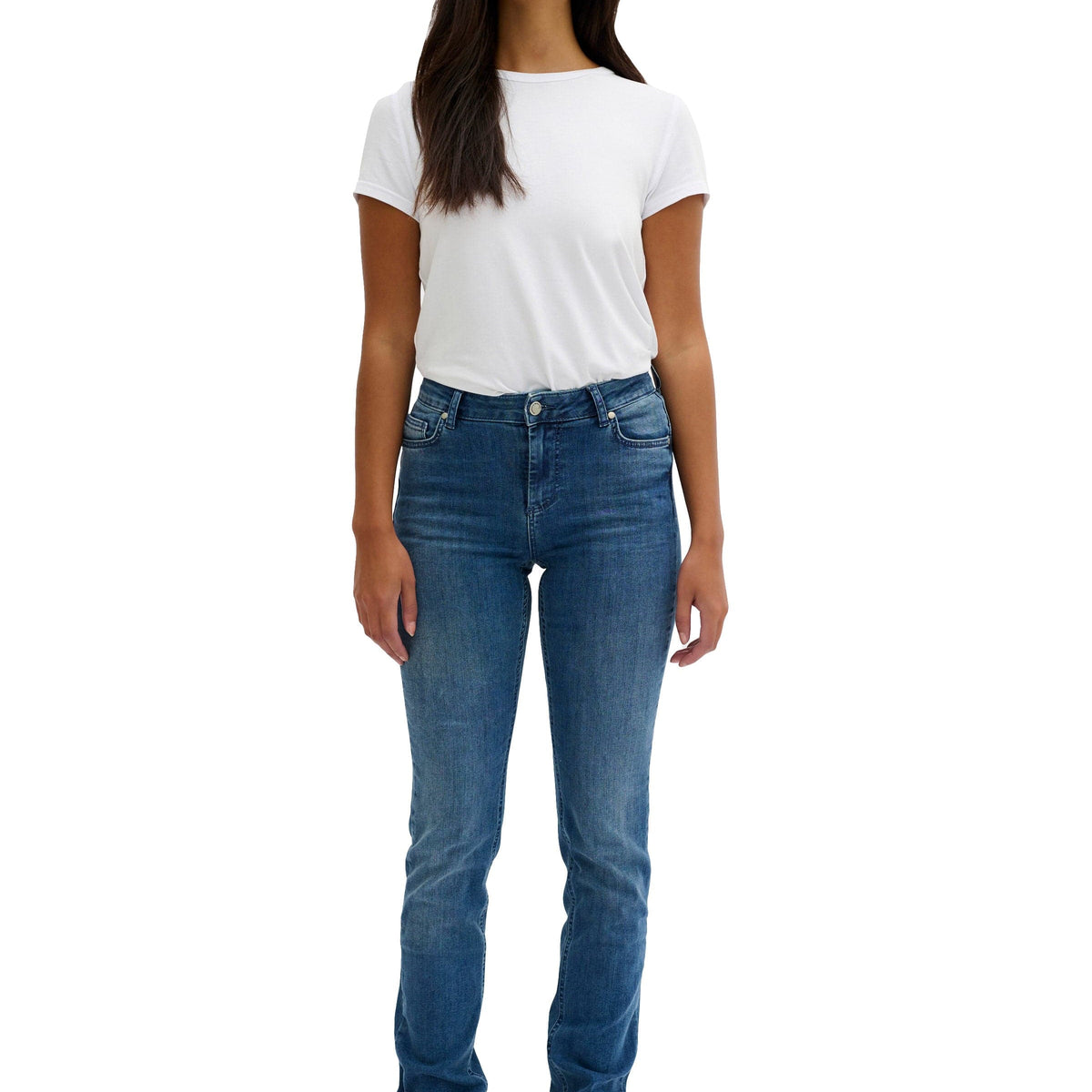 My Essential Wardrobe The Celina High Waist Straight Jean - Medium Blue ...
