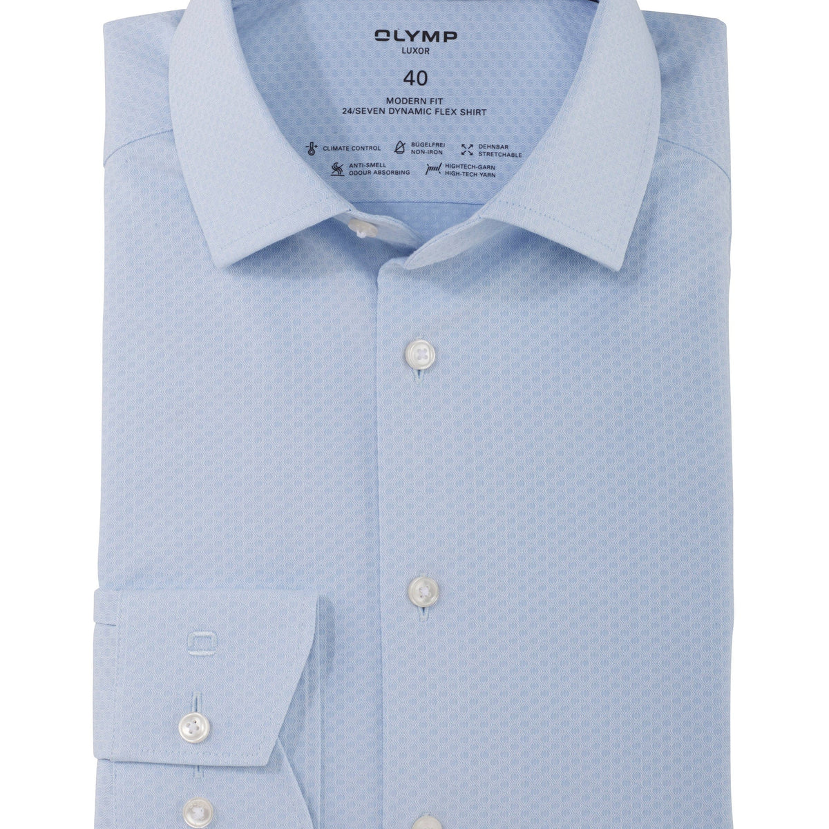 Olymp 24/7 Luxor Modern Fit Dynamic Flex Shirt - Blue – Potters of Buxton