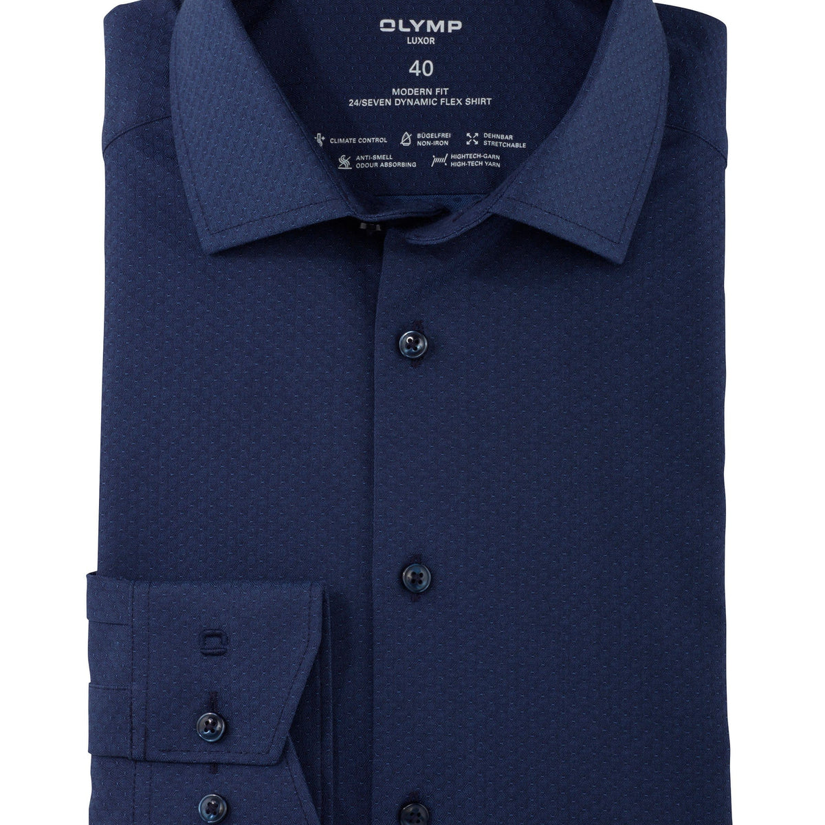 Olymp 24/7 Luxor Modern Fit Dynamic Flex Shirt - Marine – Potters of Buxton