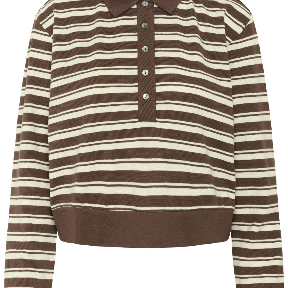 Saint Tropez Marjorie Stripe Long Sleeve Polo - Fondue Fudge Stripe ...