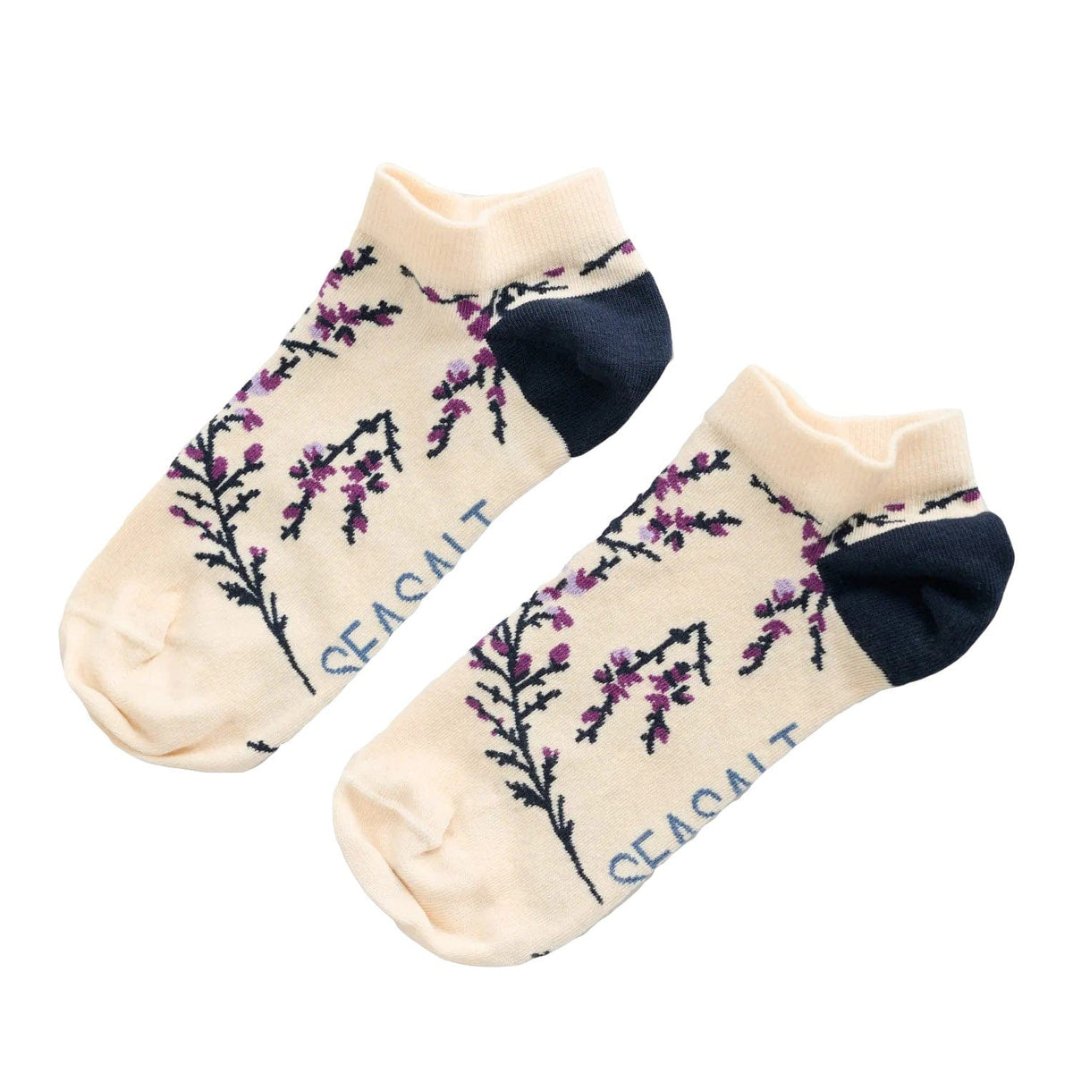 Seasalt Arty Organic Cotton Trainer Socks - Heather Sketch Chalk ...