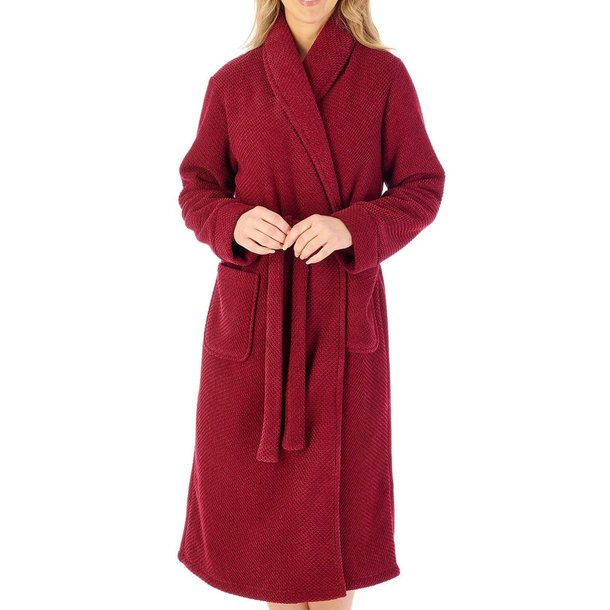 Slenderella Soft Waffle Faux Fur Lined 46 Inch Dressing Gown ...