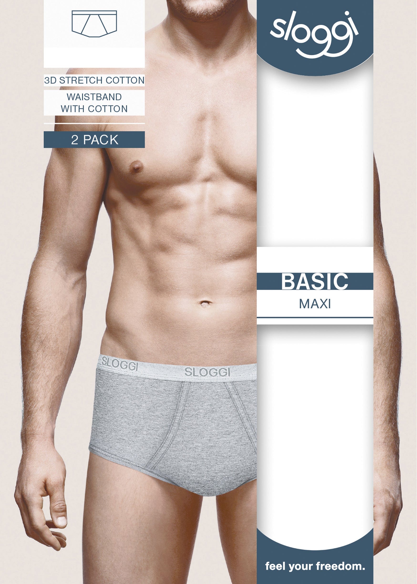 Sloggi Mens Basic Maxi Briefs - 2 Pack - Grey – Potters of Buxton