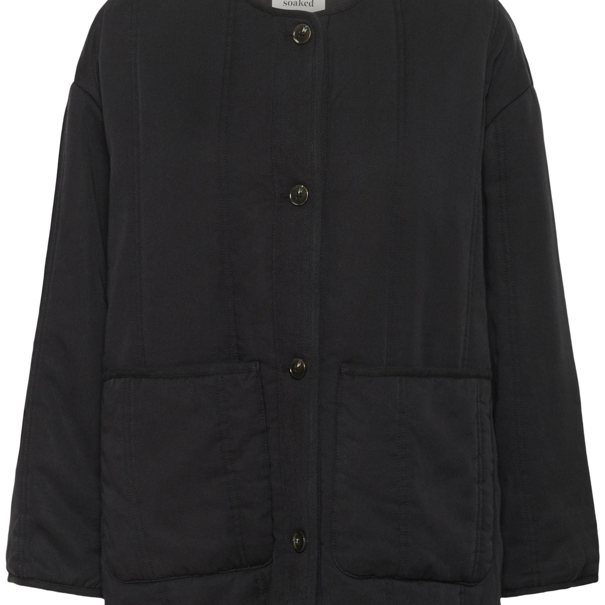 Soaked in Luxury Elira Quilted Collarless Jacket - Washed Down Black ...