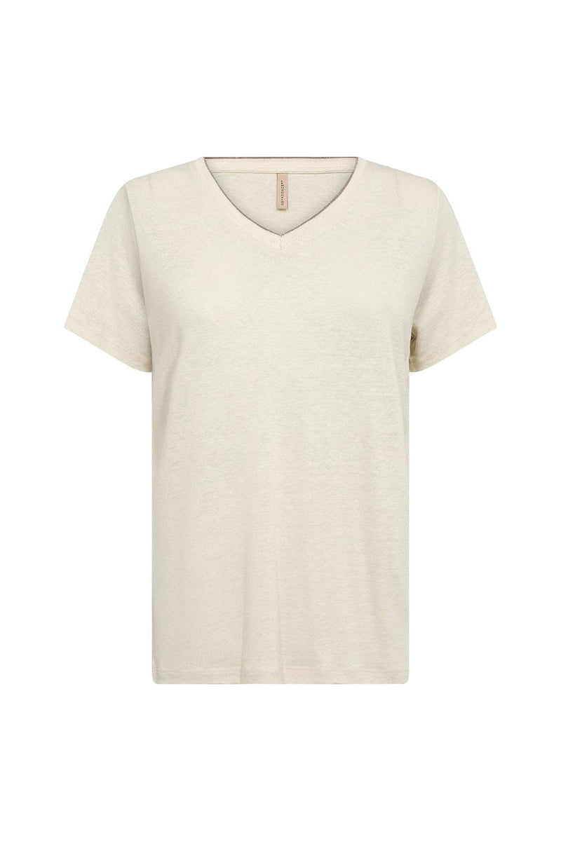 Soya Concept Emel Plain Linen Blend Short Sleeve T-Shirt - Sand ...