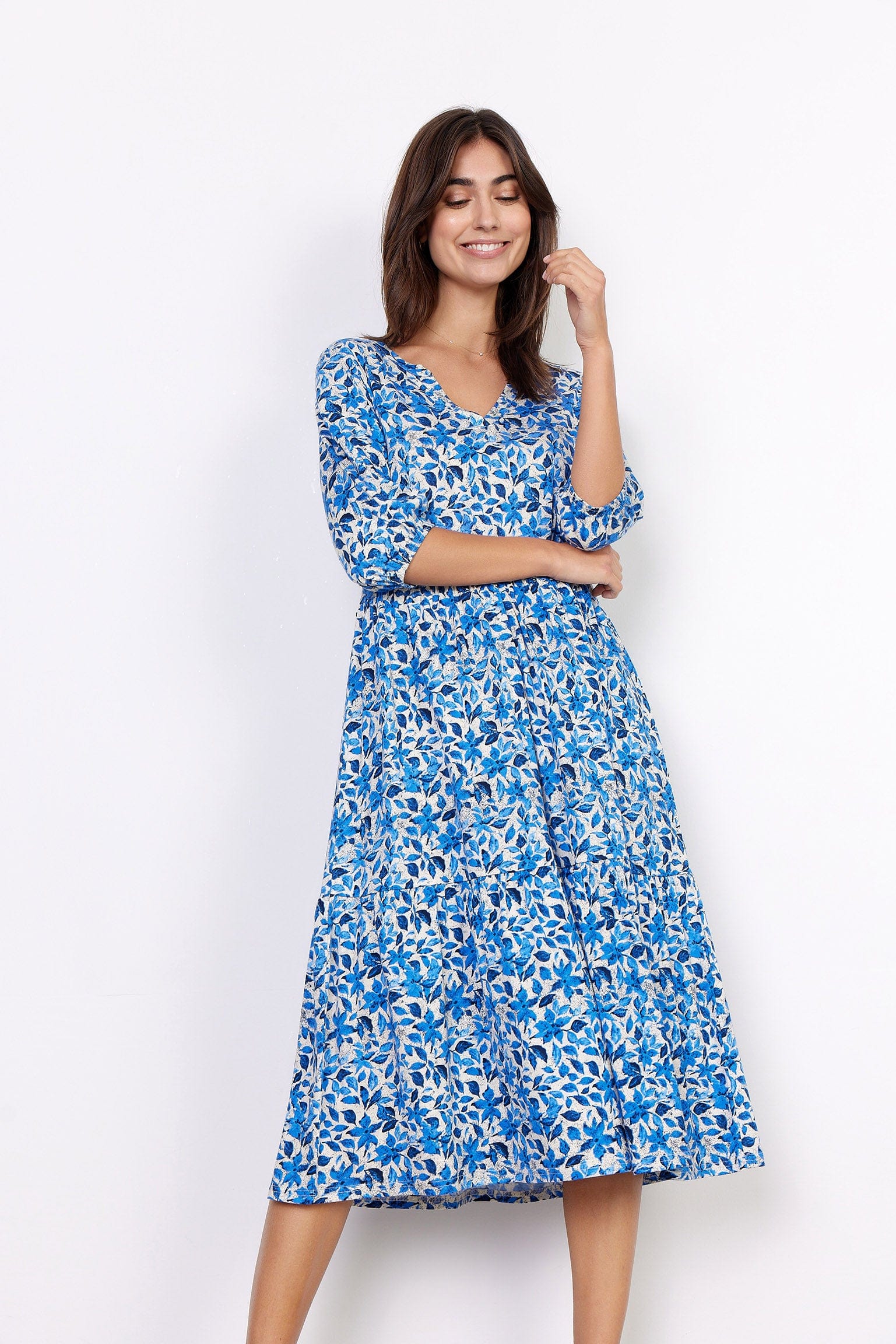 Soya Concept Felicity Floral Printed Midi Dress - Bright Blue Combi ...