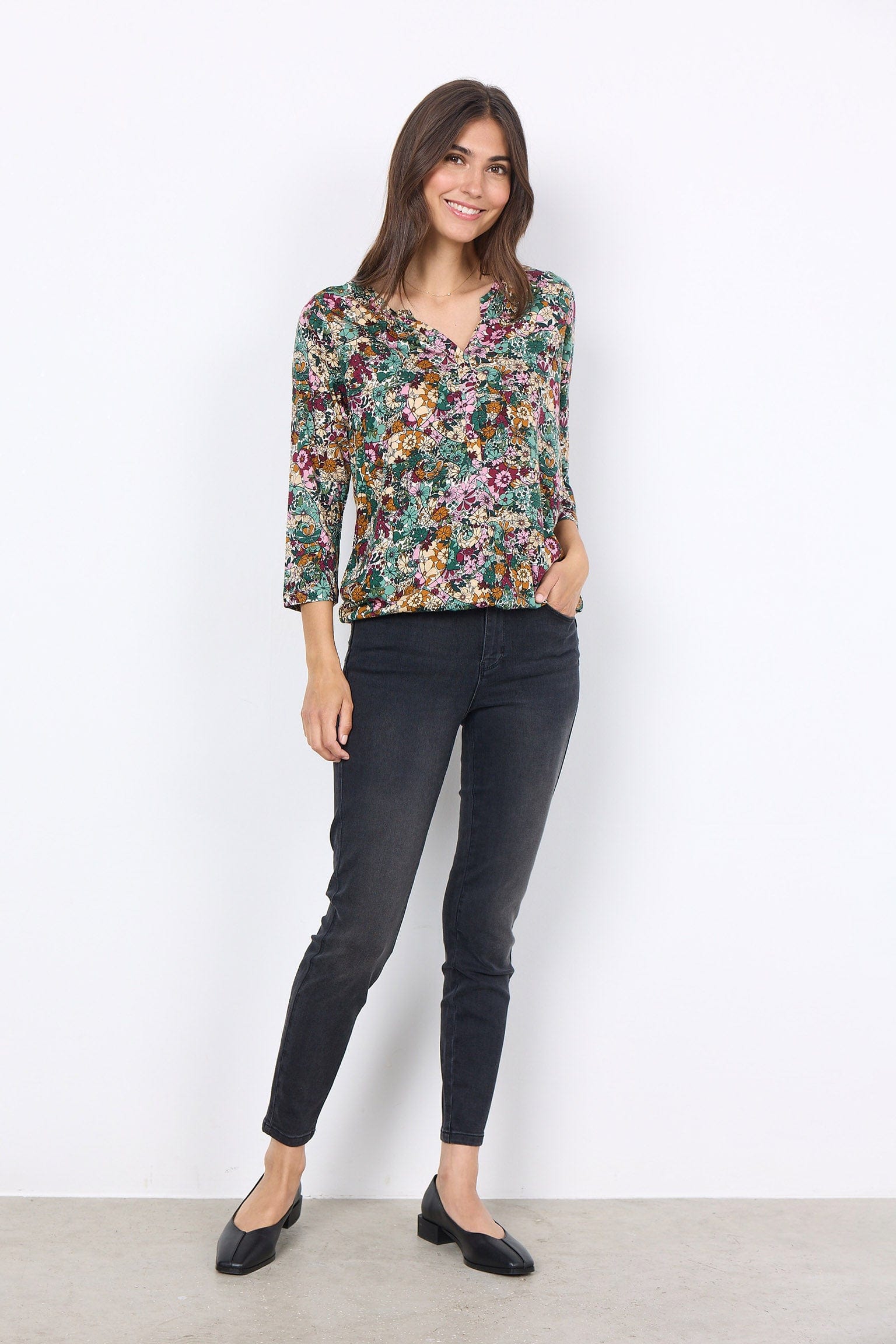 Soya Concept Felicity Top - Shady Green Combi – Potters of Buxton