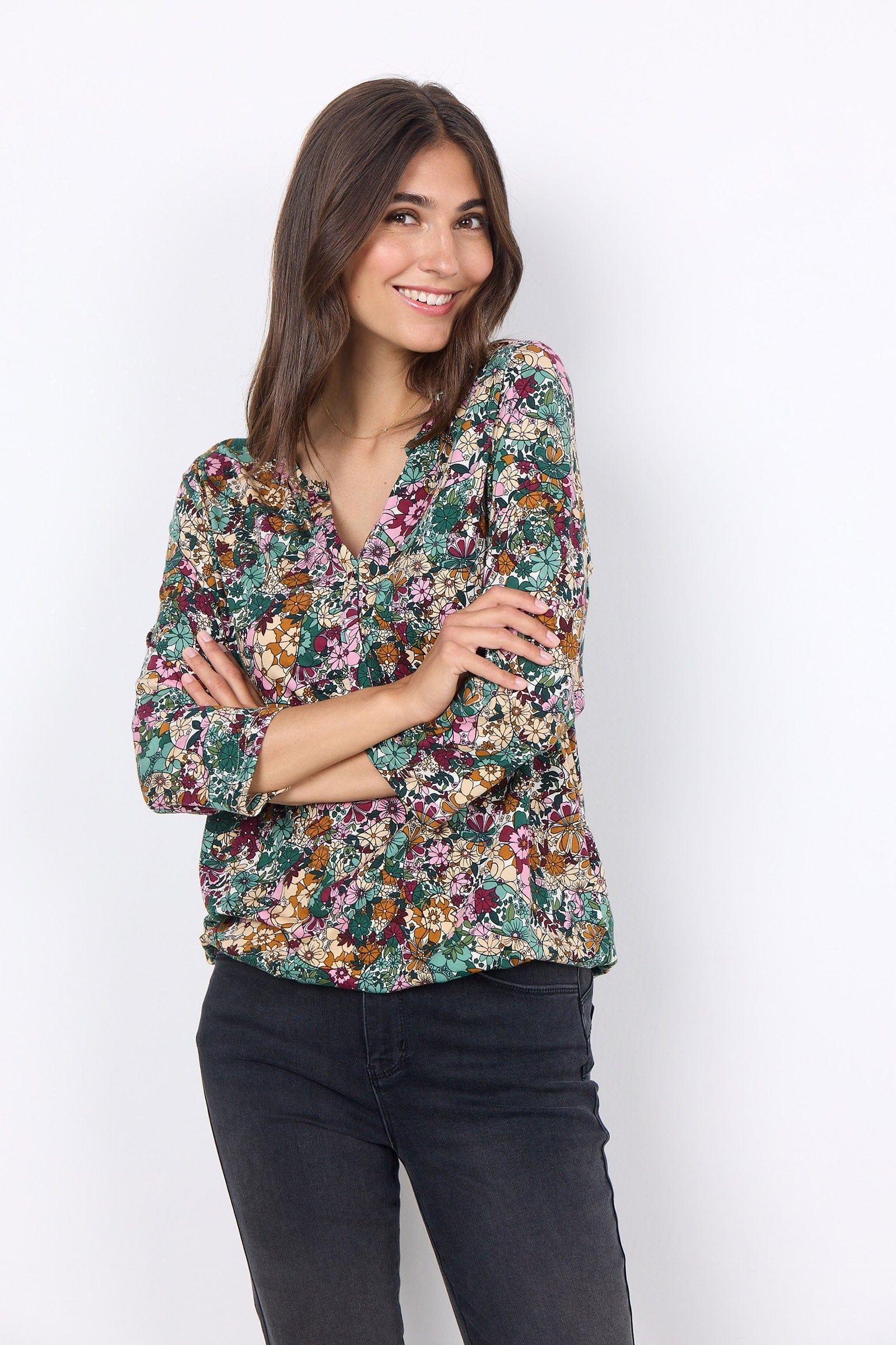 Soya Concept Felicity Top - Shady Green Combi – Potters of Buxton