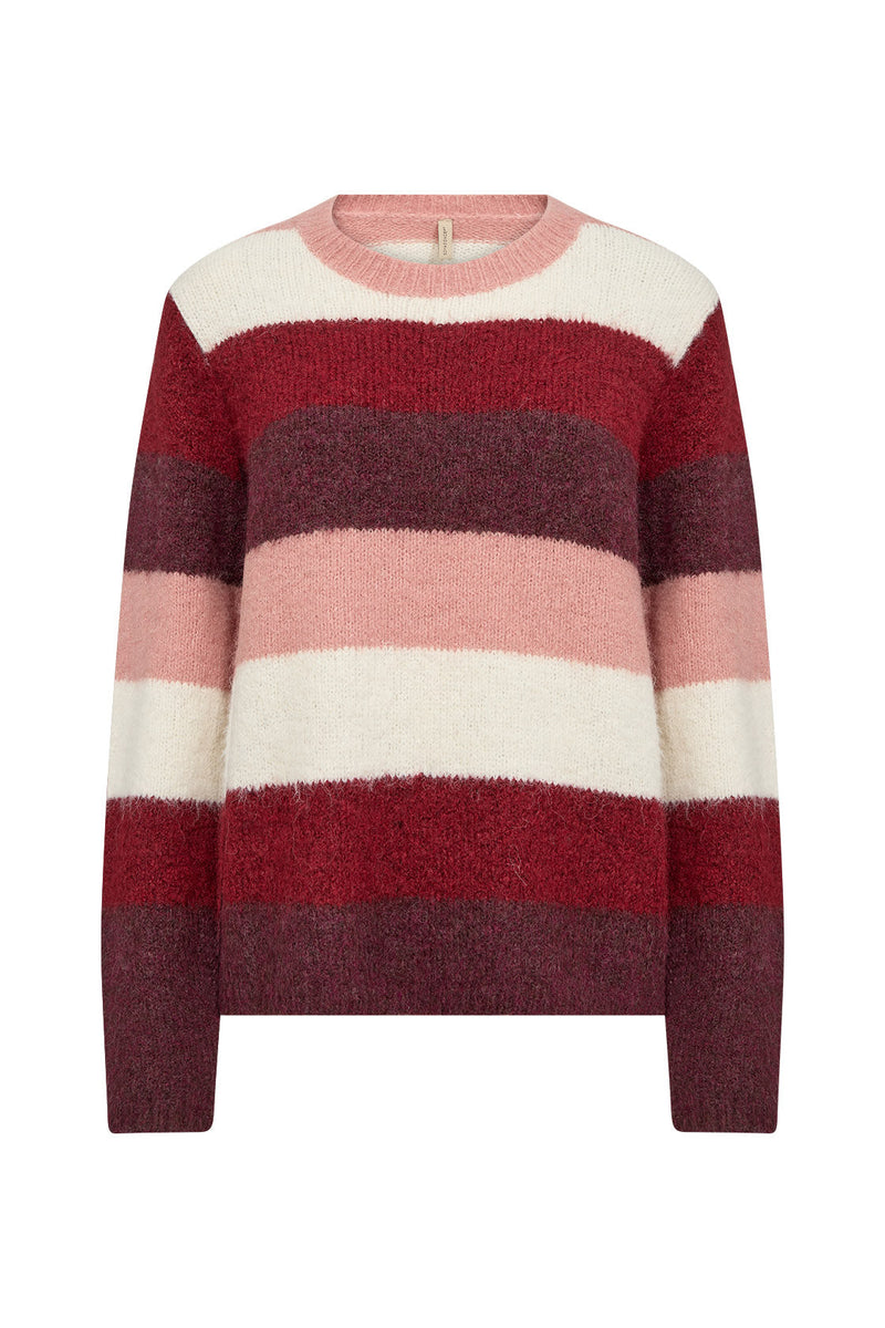 Soya Concept Ilene Stripe Wool Blend Jumper - Dark Red Melange Combi ...