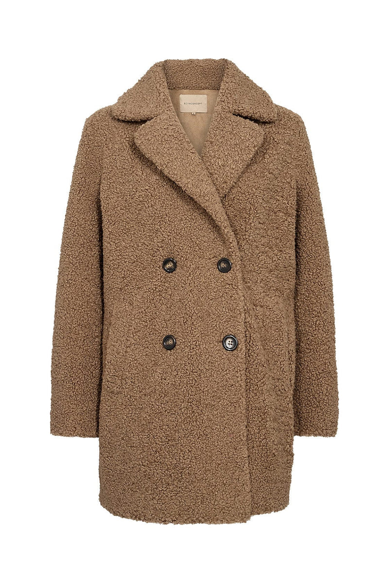 Soya Concept Mukite Teddy Doubled Breasted Coat - Desert Brown ...