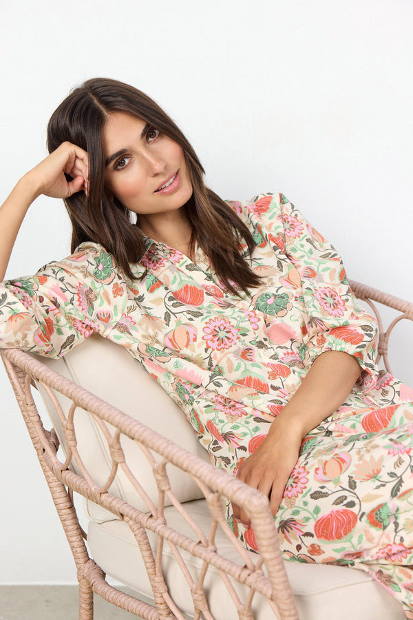 Soya Concept Sammy Floral Print Midi Dress - Dusty Clay Combi – Potters ...