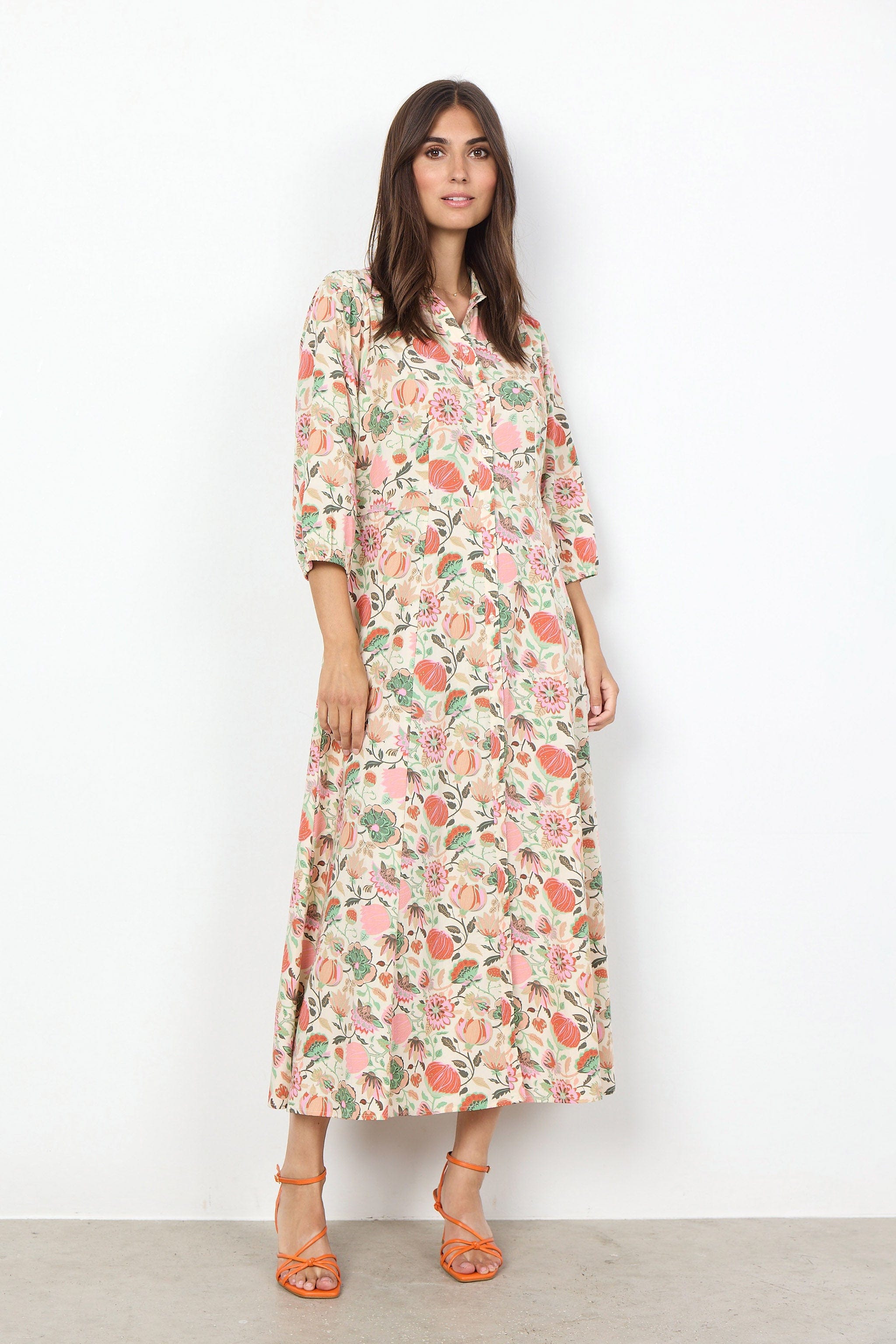 Soya Concept Sammy Floral Print Midi Dress - Dusty Clay Combi – Potters ...