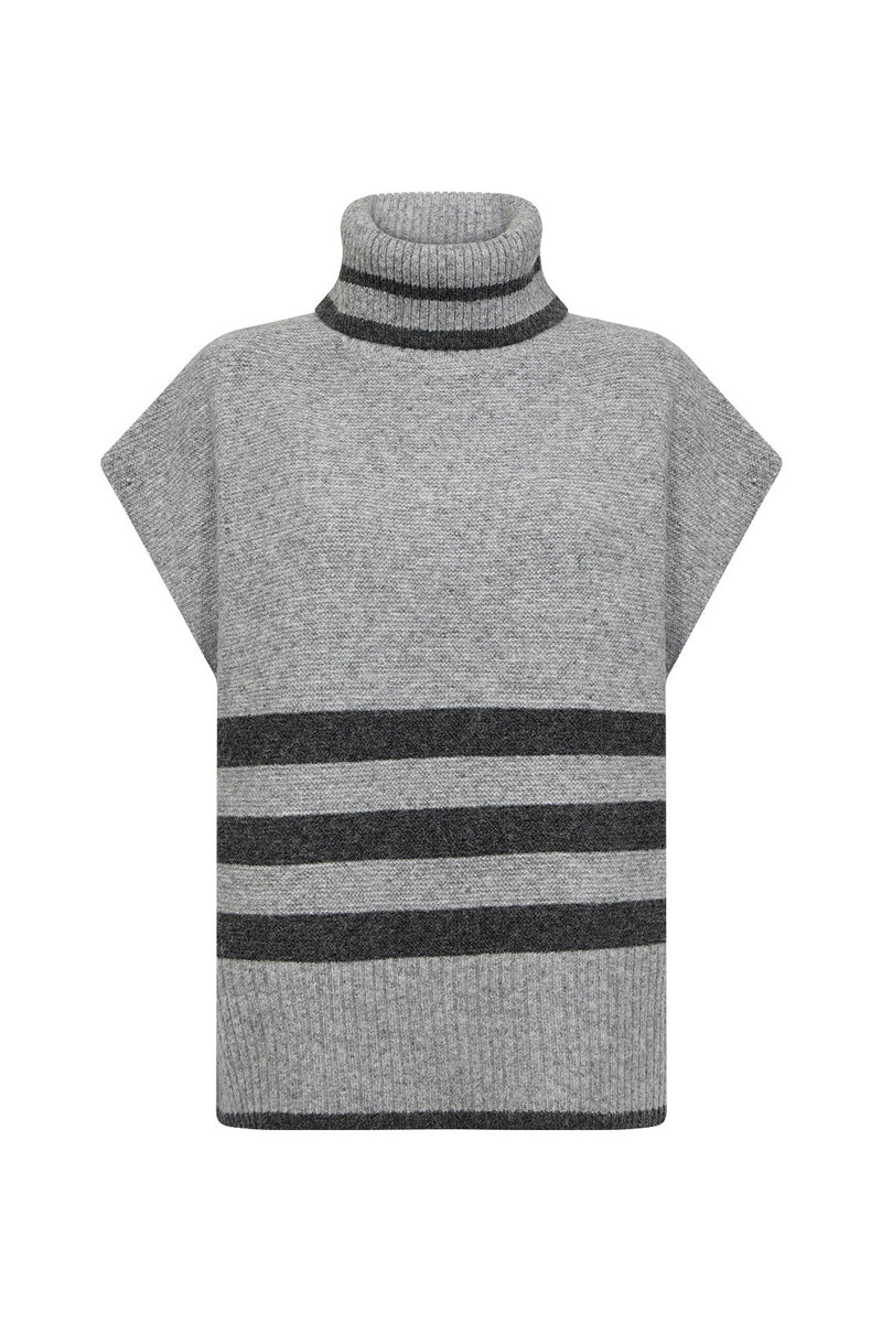 Soya Concept Vif Drop Shoulder Contrast Stripe Jumper - Mid Grey ...