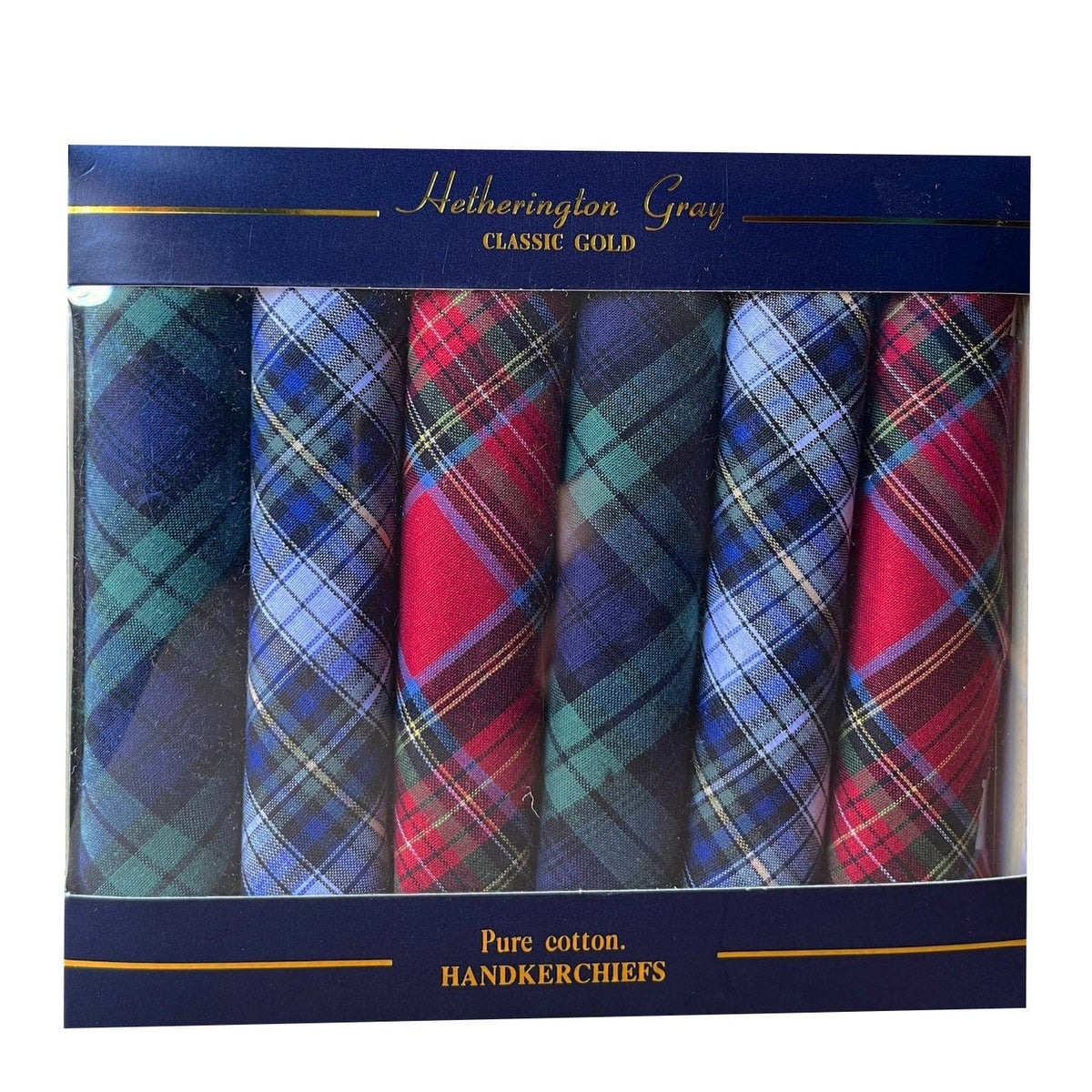 Hetherington Grey Pure Cotton Tartan Handkerchiefs 6 Pack - Multi ...