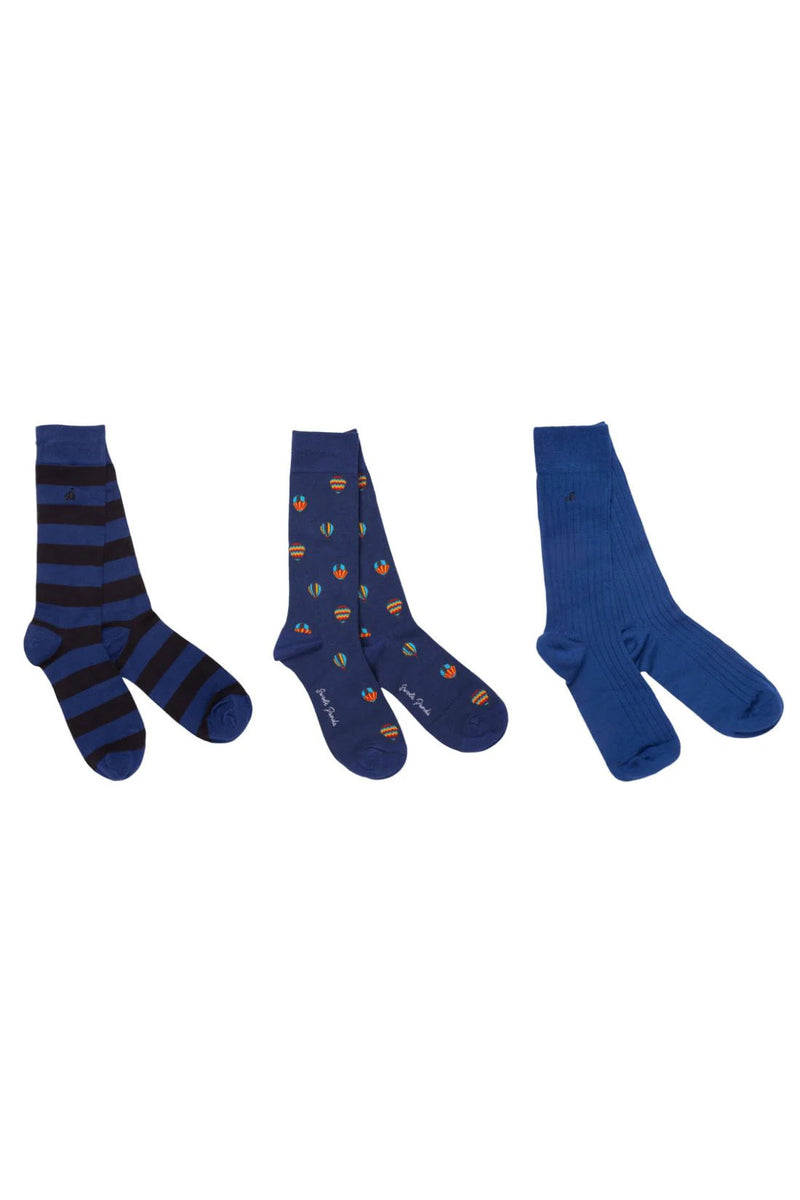 Swole Panda Hot Air Balloon Box of 3 Bamboo Socks - Blue – Potters of ...
