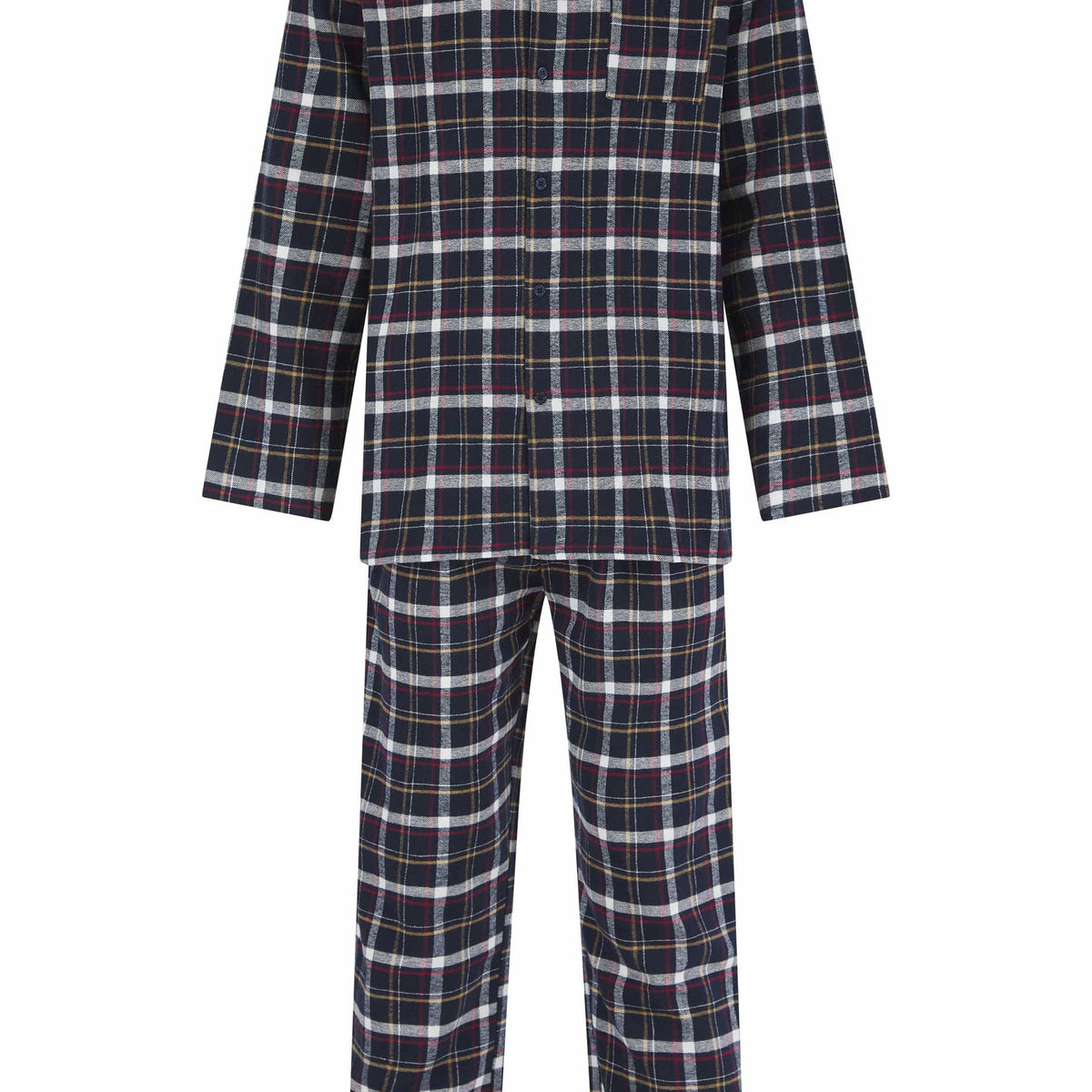 Walker Reid Brushed Cotton Check Pyjama Set - Navy – Potters of Buxton