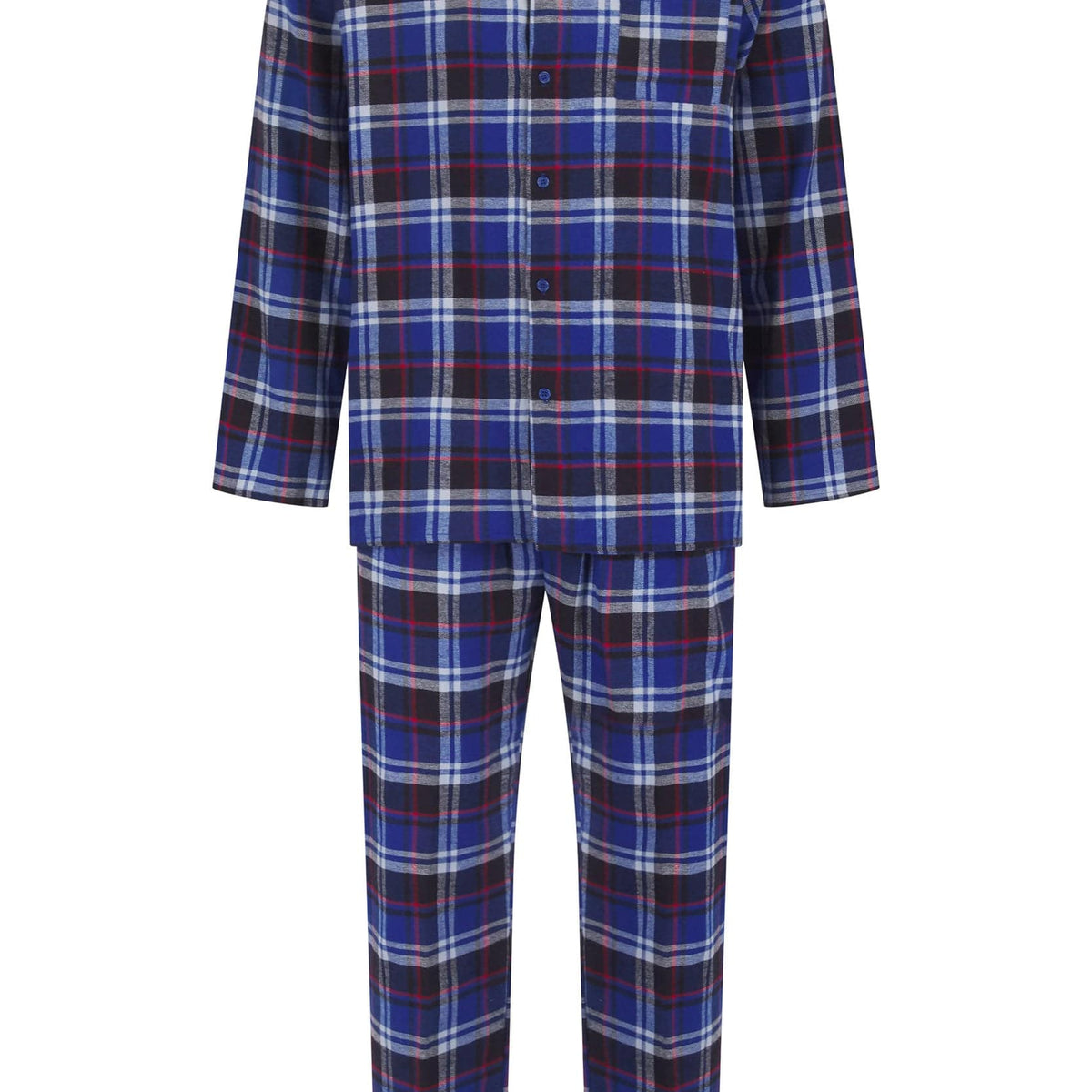 Walker Reid Brushed Cotton Check Pyjama Set - Blue/Red – Potters of Buxton