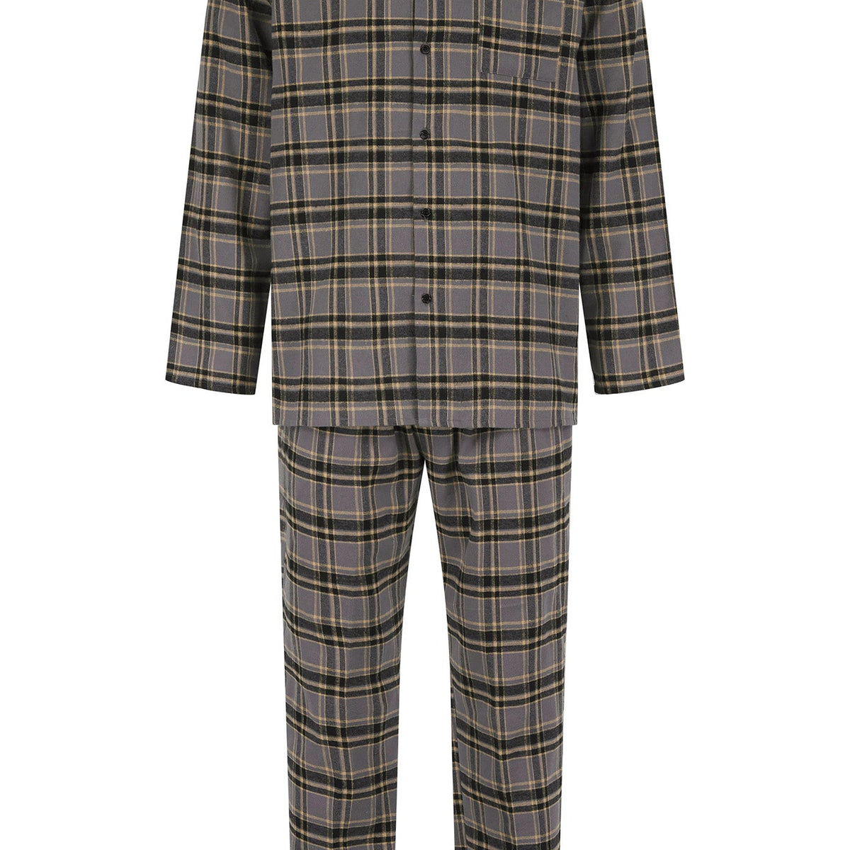 Walker Reid Brushed Cotton Check Pyjama Set - Grey/Beige – Potters of ...