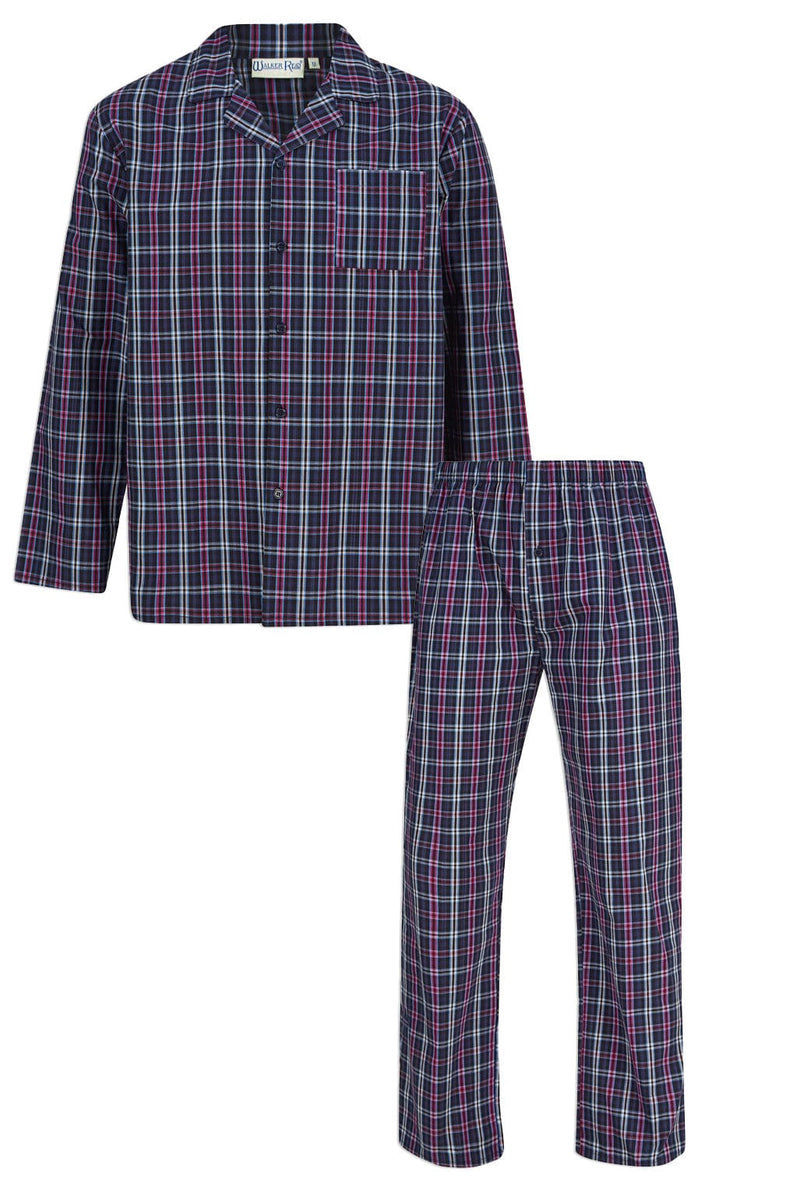 Walker Reid Check Long Pyjama Set - Navy – Potters of Buxton